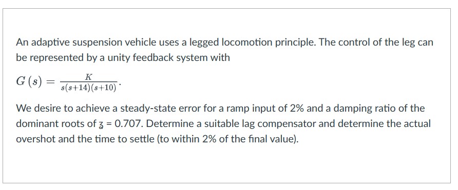 Solved An adaptive suspension vehicle uses a legged | Chegg.com