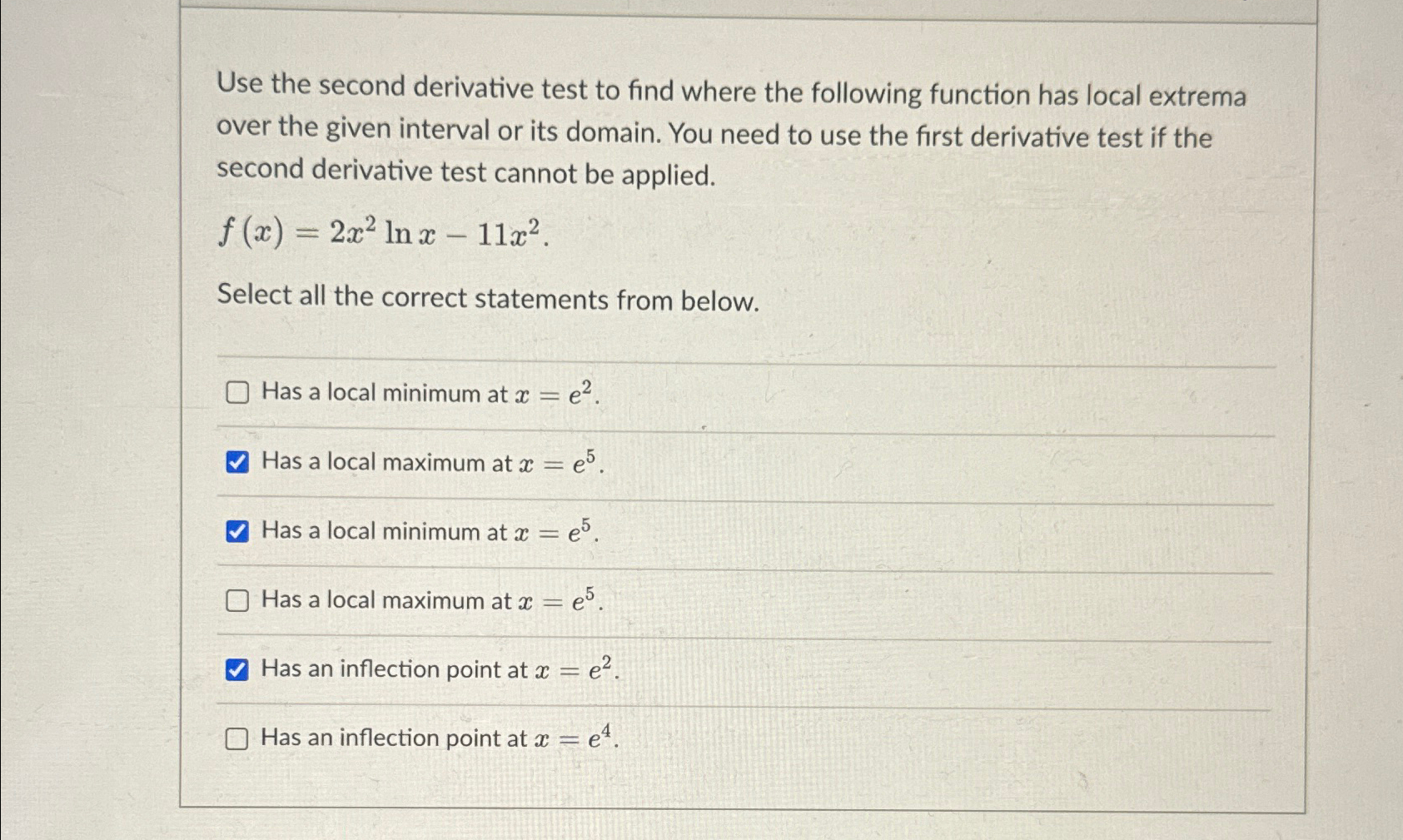 Solved Use the second derivative test to find where the | Chegg.com