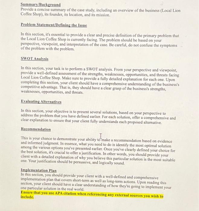 Solved This is a case study assignment. we are to use the | Chegg.com