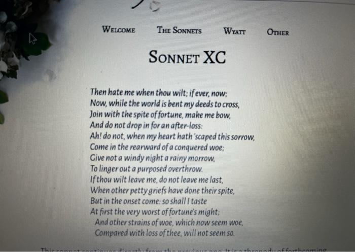 what is a summary of Shakespeare sonnet 90, by | Chegg.com