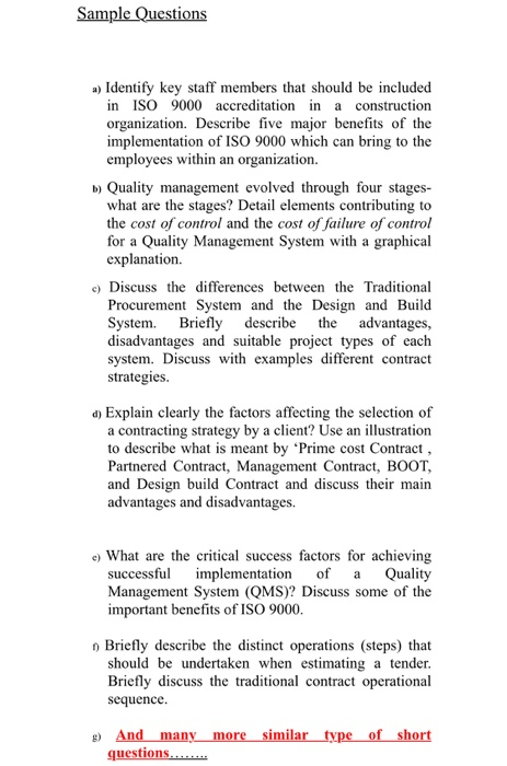 Sample Questions a) Identify key staff members that | Chegg.com