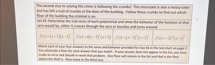 Solved The second clue to solving the crime is following the | Chegg.com