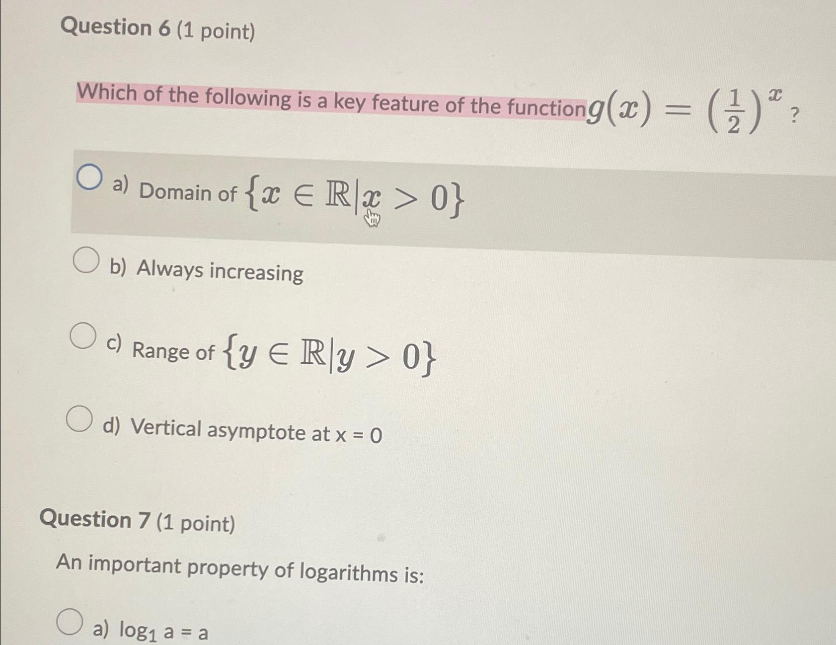 Solved Question 6 (1 ﻿point)Which of the following is a key | Chegg.com