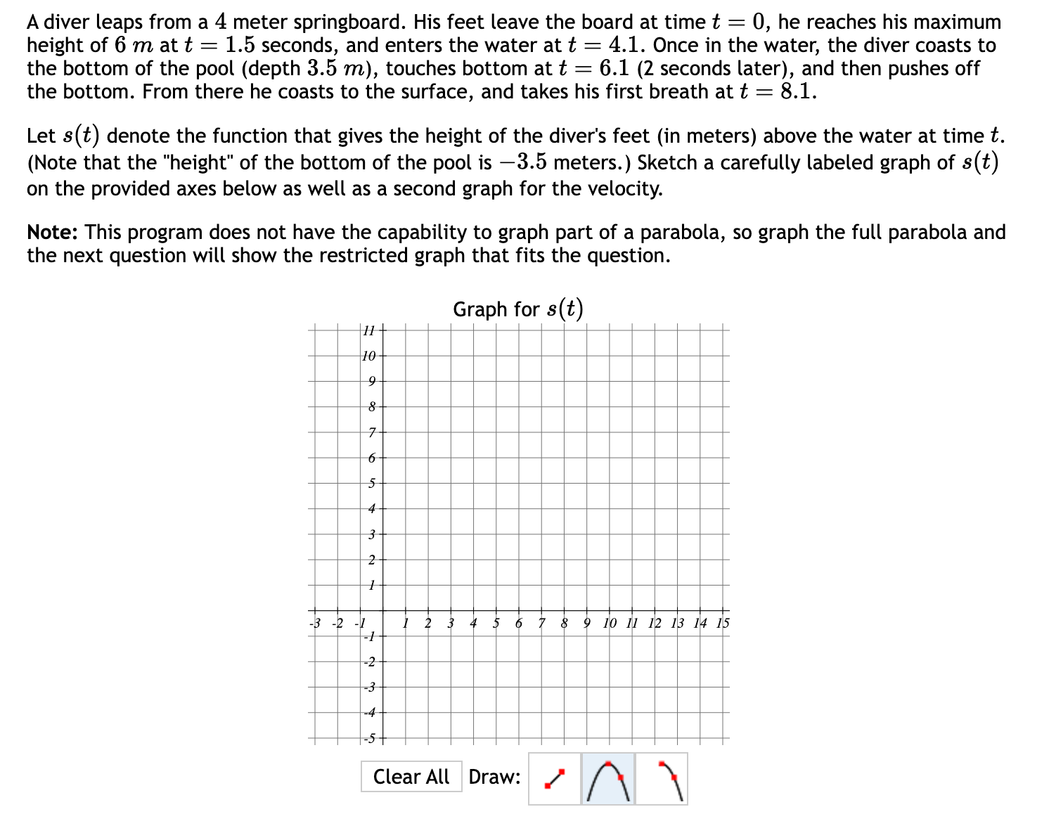 Solved A diver leaps from a 4 ﻿meter springboard. His feet | Chegg.com