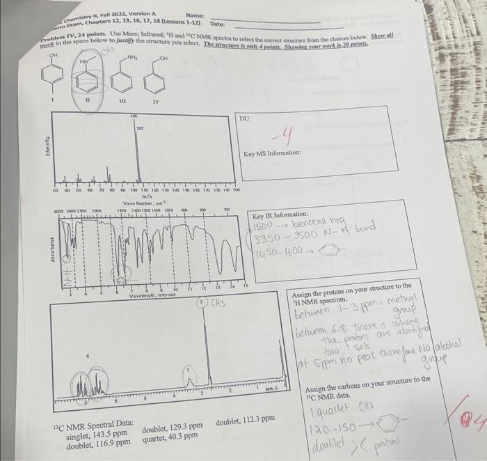 Solved please solve the first box DU: and key MS information | Chegg.com