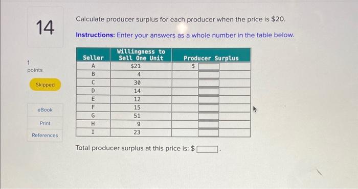 Solved Calculate producer surplus for each producer when the | Chegg.com