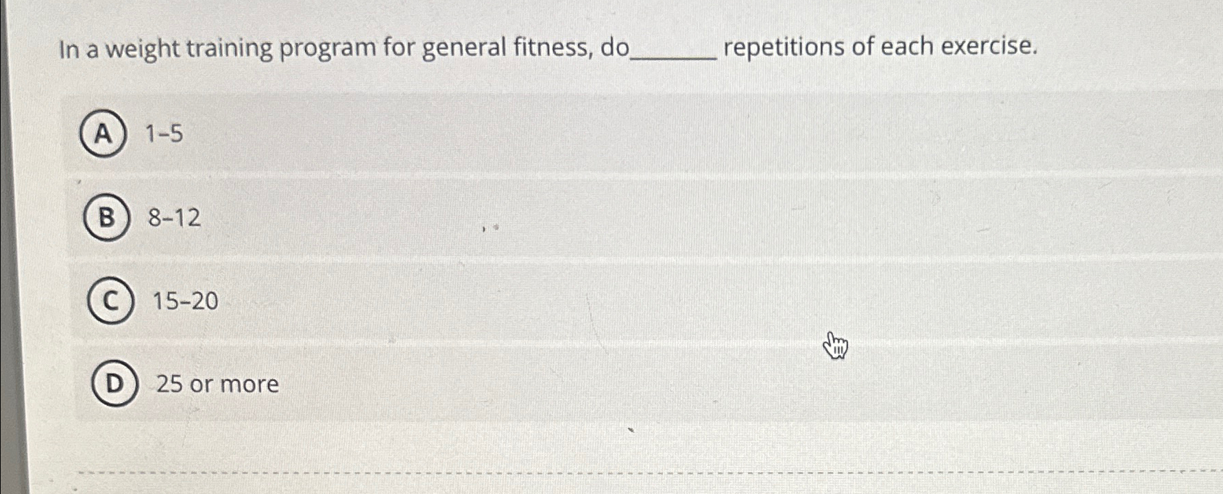 Solved In a weight training program for general fitness, do | Chegg.com