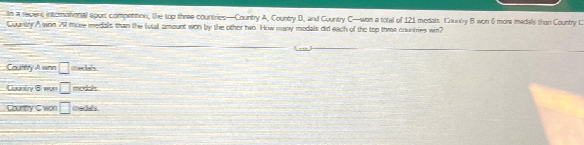 Solved In a recent irternational sport competion, the top | Chegg.com