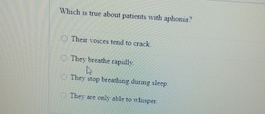 Solved Which is true about patients with aphonia?Their | Chegg.com