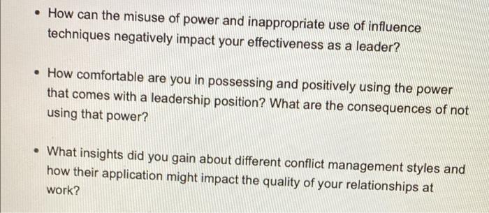 Solved • How can the misuse of power and inappropriate use | Chegg.com