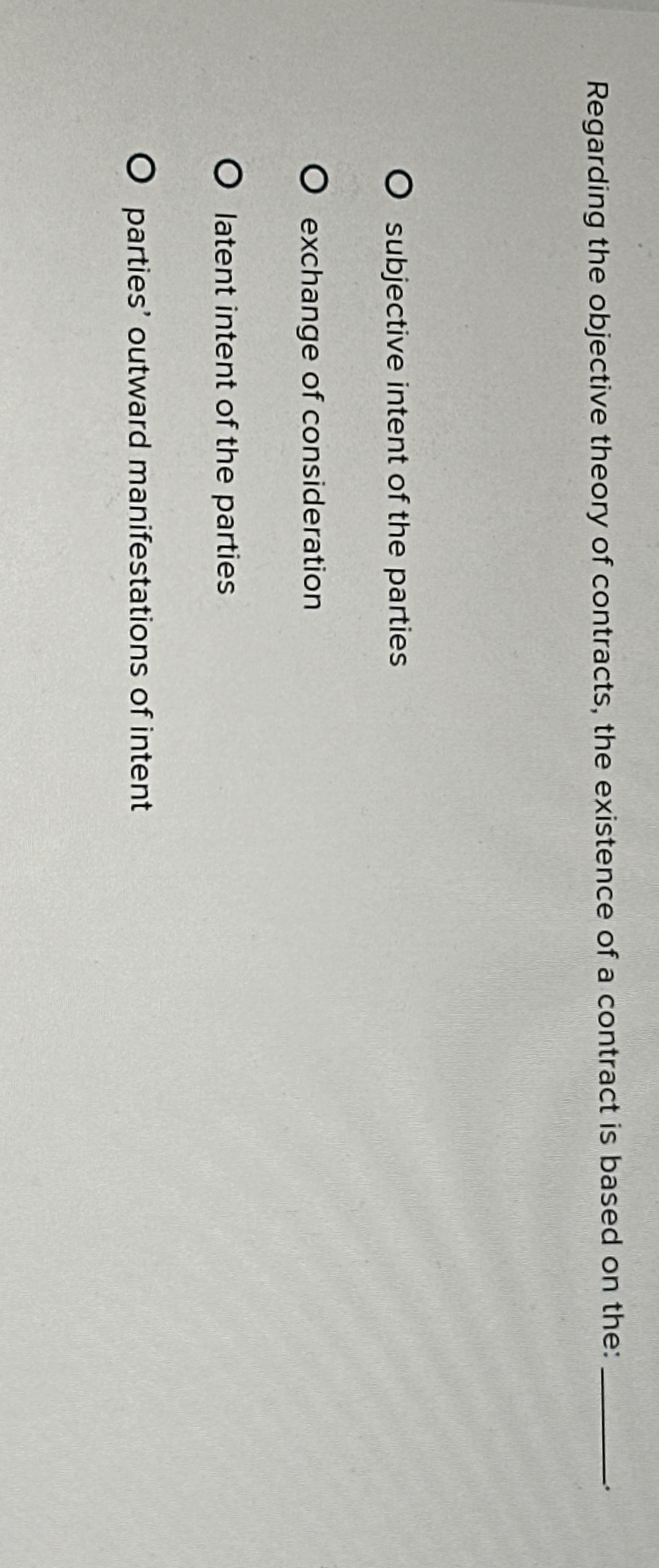 Solved Regarding the objective theory of contracts, the | Chegg.com