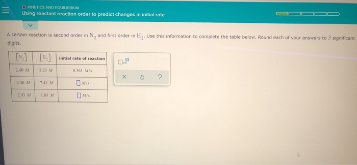 Solved O KINETICS AND EQUILIBRIUM Using reactant reaction | Chegg.com