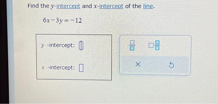 Solved Find the y-intercept and x-intercept of the line. | Chegg.com