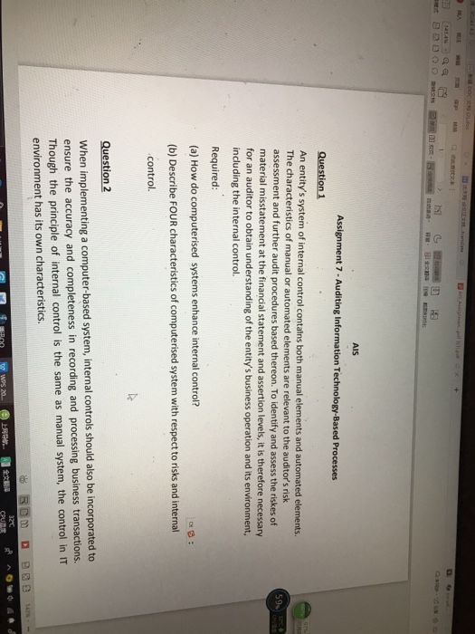 Solved AIS Assignment 7 - Auditing Information | Chegg.com