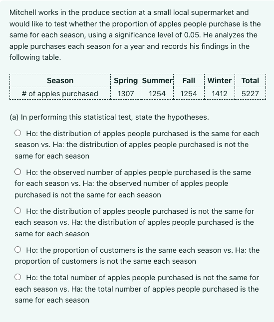 Solved Mitchell works in the produce section at a small | Chegg.com