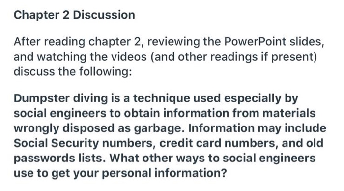 Solved Chapter 2 Discussion After reading chapter 2, | Chegg.com