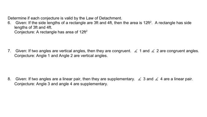 Solved Determine if each conjecture is valid by the Law of | Chegg.com