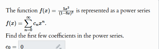 Solved The function f(x)=5x2(1-8x)2 is ﻿represented as ﻿a | Chegg.com