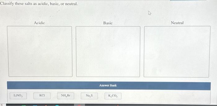 Solved Classify these salts as acidic, basic, or neutral. | Chegg.com