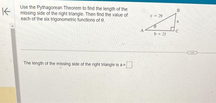 Solved Use the Pythagorean Theorem to find the length of the | Chegg.com