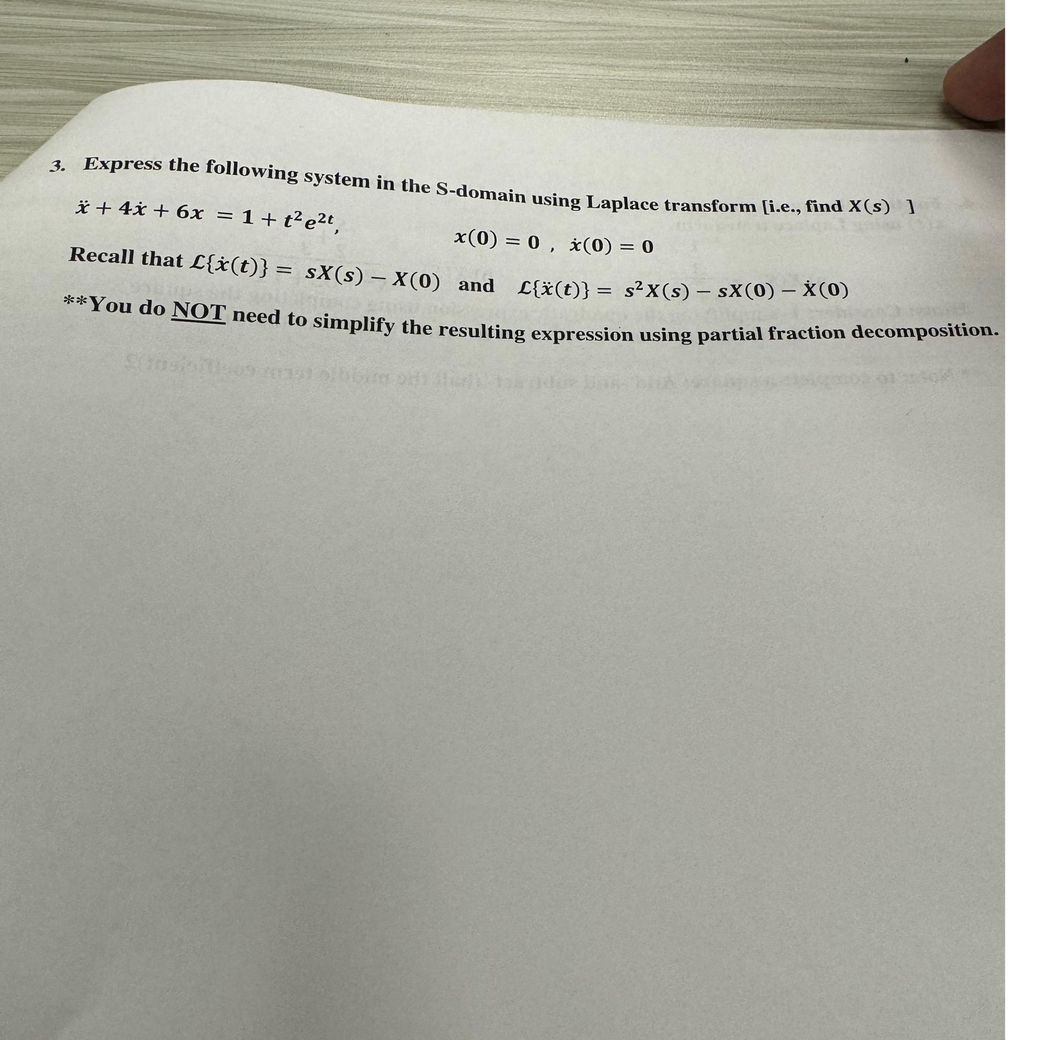 Solved Express the following system in the S-domain using | Chegg.com