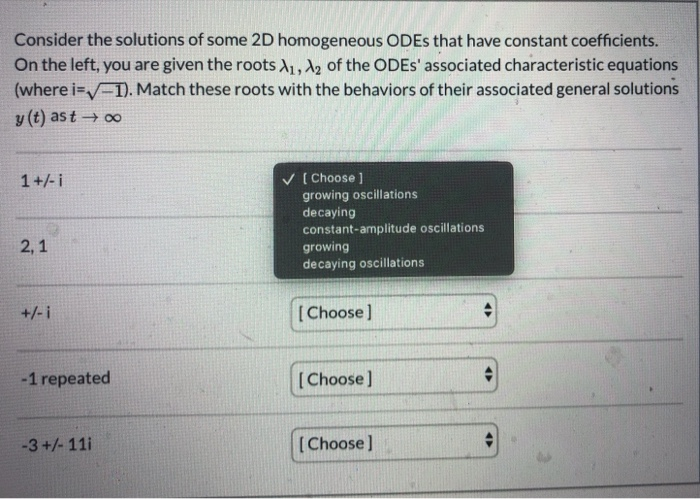 Solved Consider the solutions of some 2D homogeneous ODEs | Chegg.com