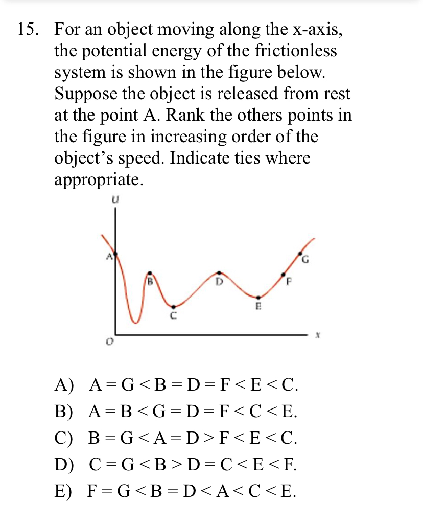 Solved For an object moving along the x-axis, the potential | Chegg.com