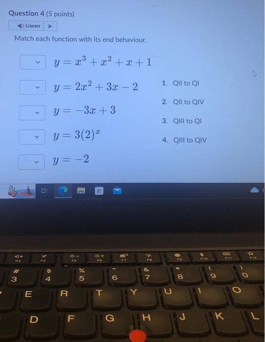 Solved Match each function with its end behaviour. | Chegg.com