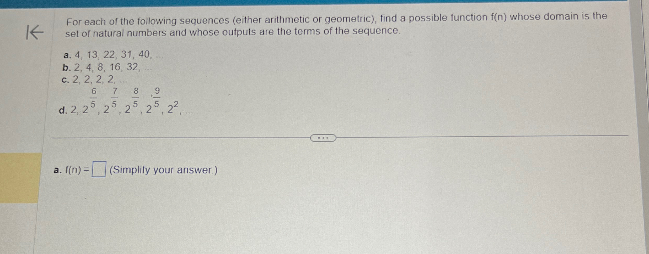 Solved For each of the following sequences (either | Chegg.com