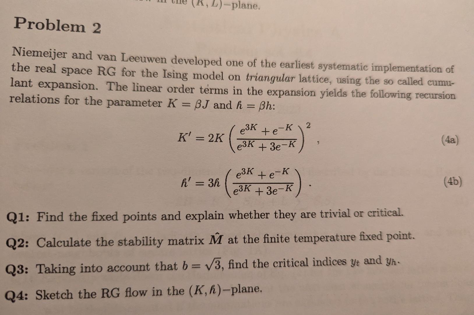 Solved Statistical Physics Renormalization Group Problem If