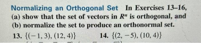 Solved Orthogonal and Orthonormal Sets In Exercises 1−12, | Chegg.com