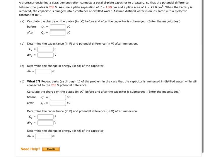 Solved A professor designing a class demonstration connects | Chegg.com