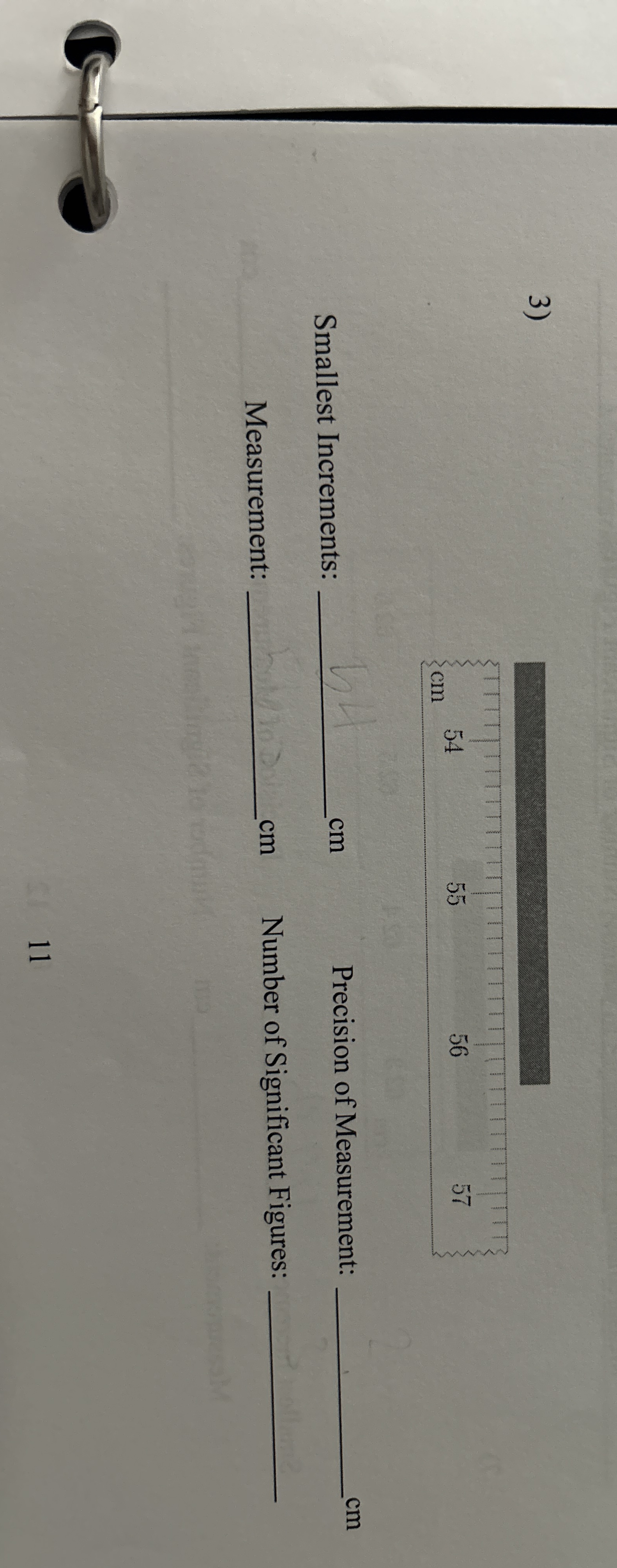Solved Smallest Increments:cmMeasurement:cmPrecision of | Chegg.com