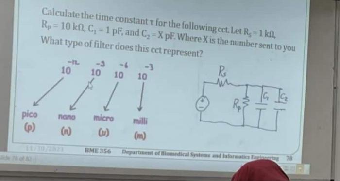 Solved Calculate the time constant τ for the following cct. | Chegg.com