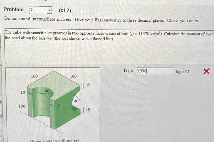 Solved The cube with semicircular grooves in two opposite | Chegg.com