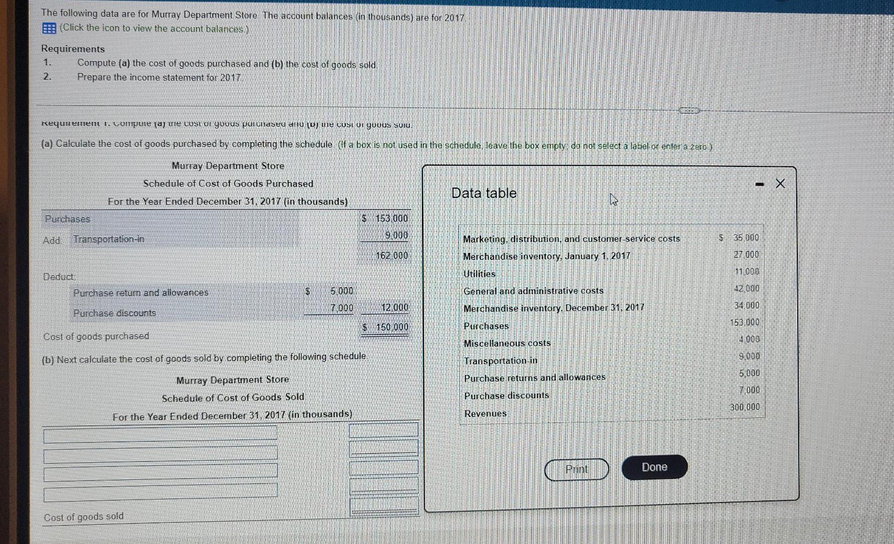 Solved 2. Prepare the income statement for 2017 Х | Chegg.com