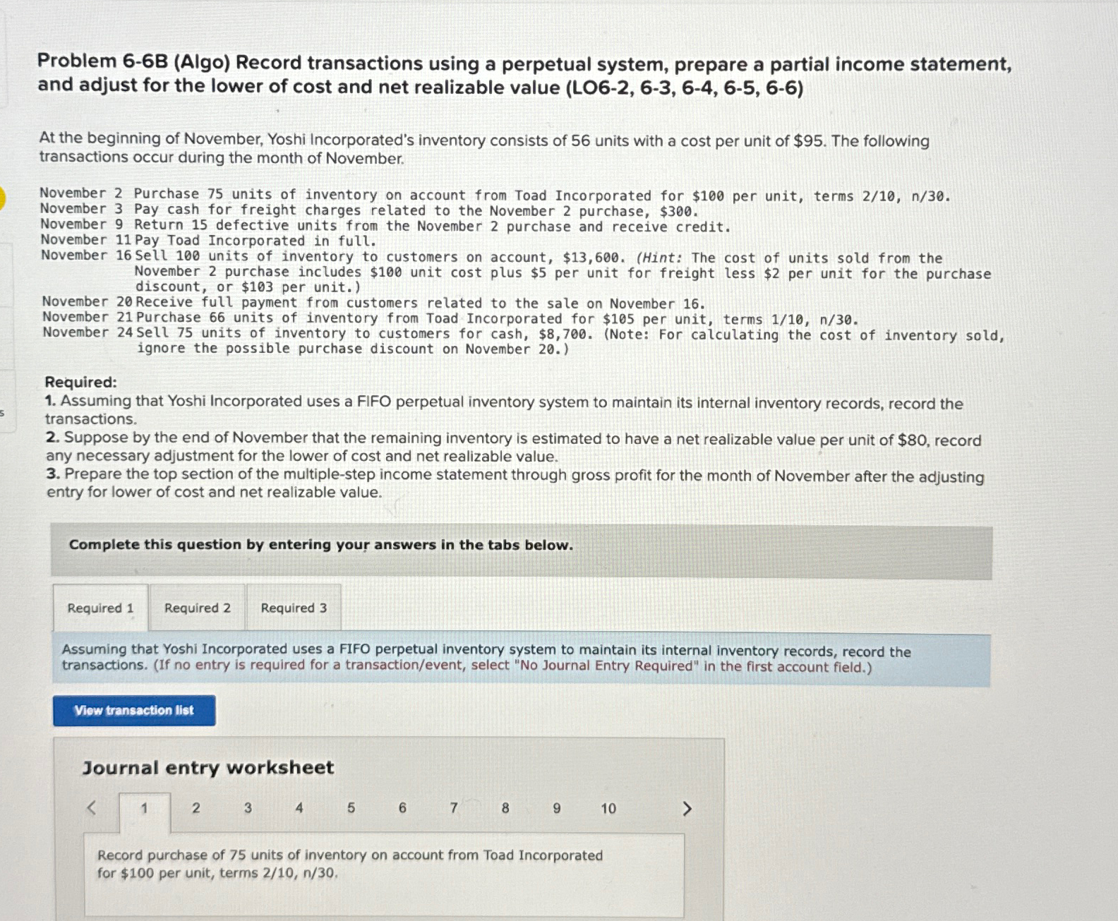 Solved Problem 6-6B (Algo) ﻿Record transactions using a | Chegg.com