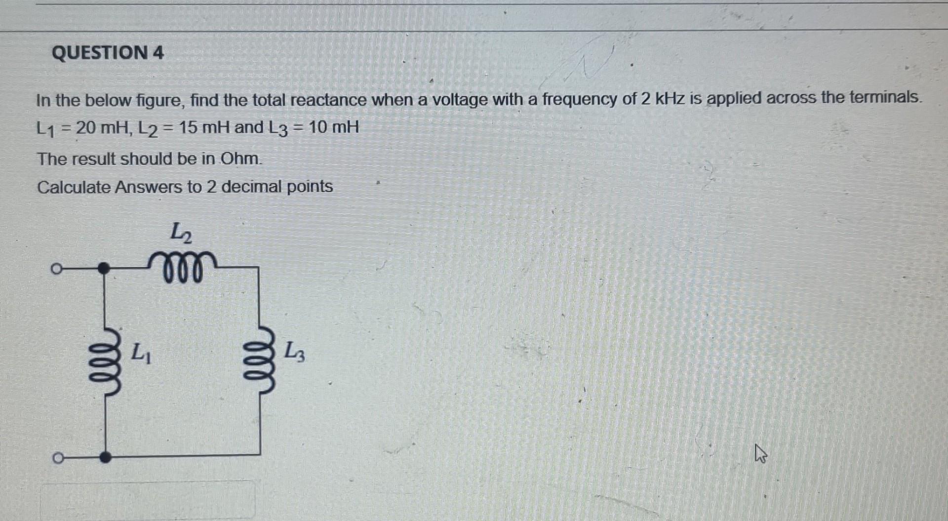 Solved In the below figure, find the total reactance when a | Chegg.com