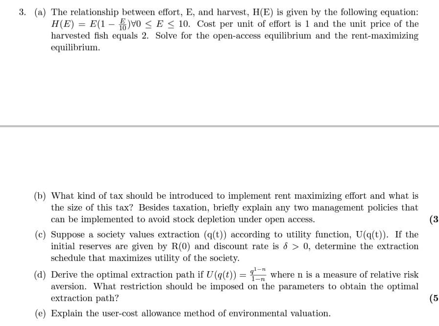 Solved (a) ﻿The relationship between effort, E, ﻿and | Chegg.com