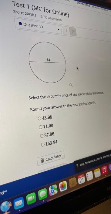 Solved Select the circumference of the circle pictured atove | Chegg.com