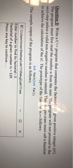 Solved Question D. Write a C++ program that computes the | Chegg.com