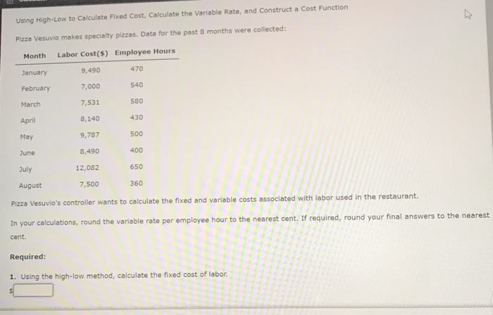 Solved Using Regression to Calculate Fixed Cost Calculate | Chegg.com