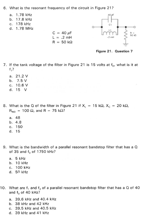 Solved What is the resonant frequency of the circuit in | Chegg.com