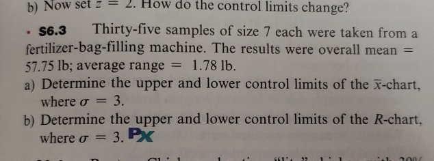 Solved b) Now set z 2. How do the control limits change? | Chegg.com