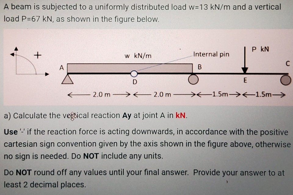 Solved A beam is subjected to a uniformly distributed load | Chegg.com