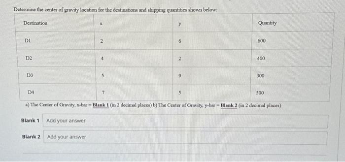 Solved Determine the center of gravity location for the | Chegg.com