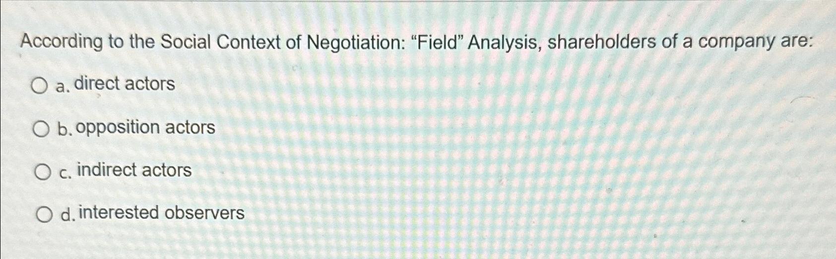 Solved According to the Social Context of Negotiation: | Chegg.com