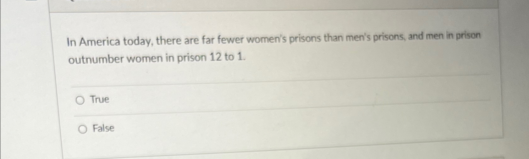 Solved In America today, there are far fewer women's prisons | Chegg.com
