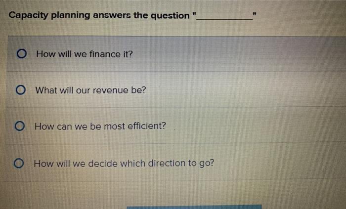 Solved Capacity planning answers the question ". O How will | Chegg.com