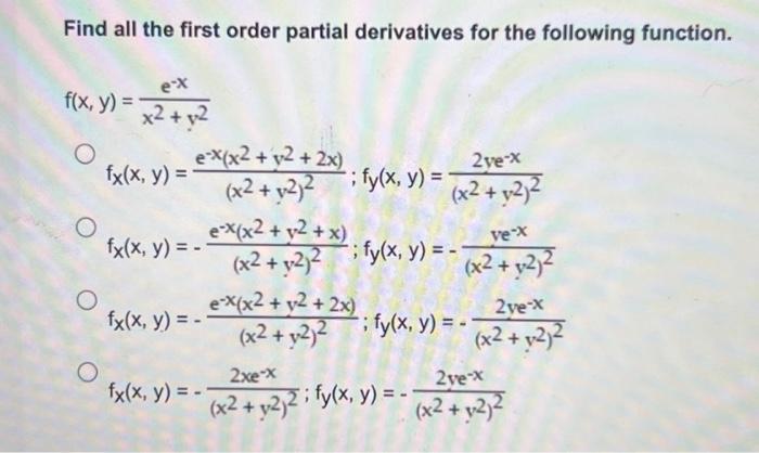Solved Given the below function. f(x,y)=Cos(xy2), find | Chegg.com